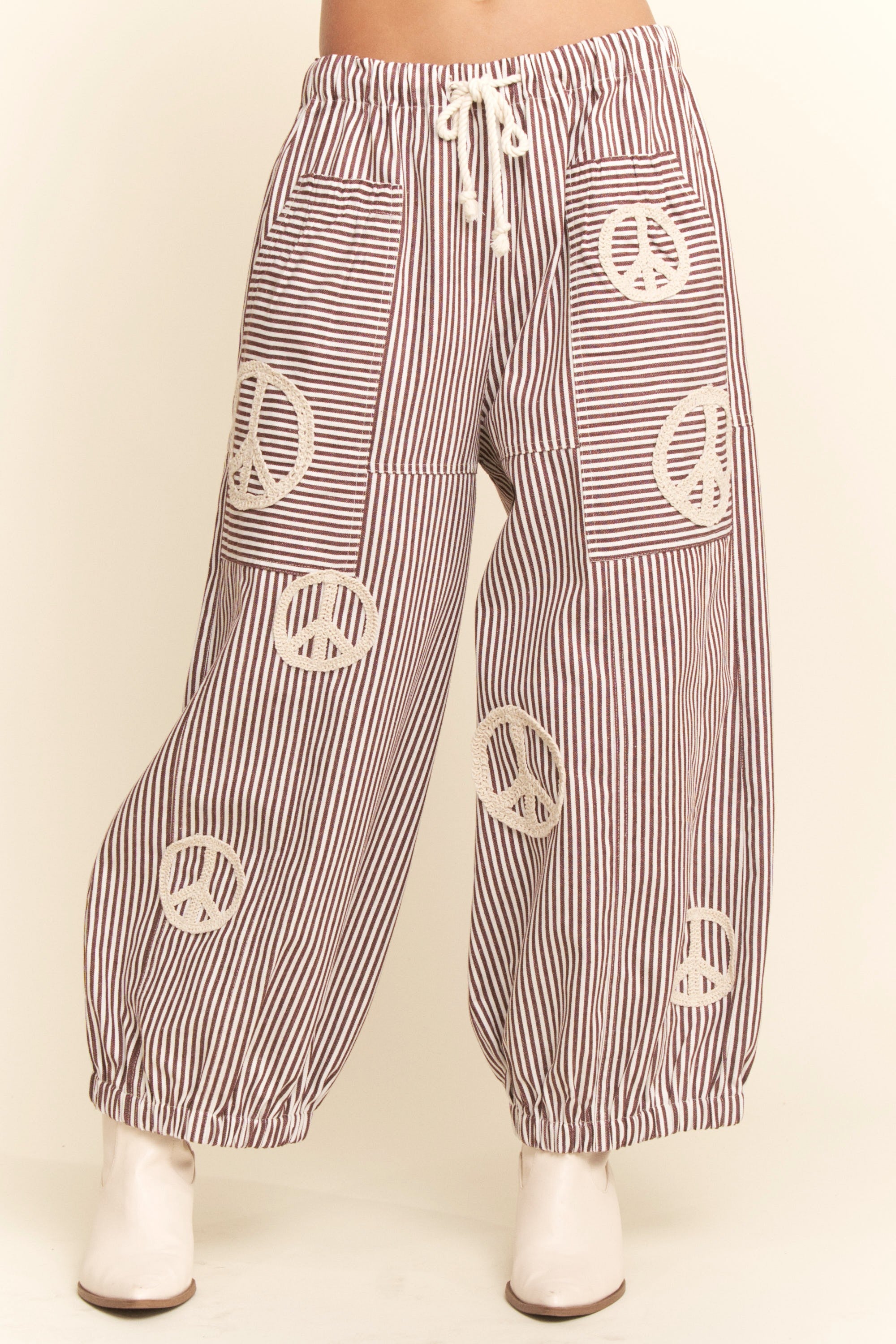 Davi & Dani - Peace Sign Pinstripe Palazzo Pants – Shop Hannah Closet