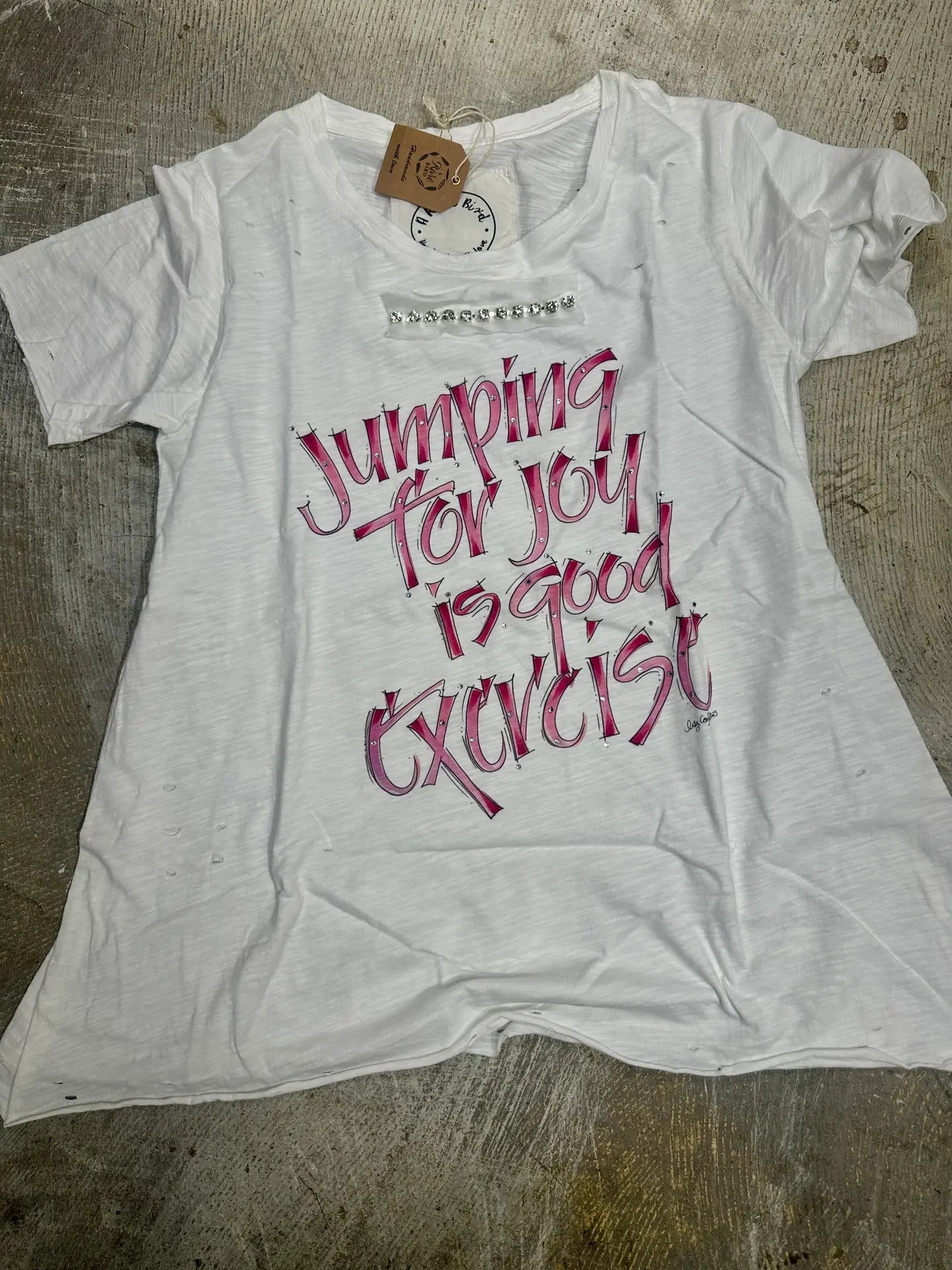 A Rare Bird - Jumping For Joy Distressed Tee – Shop Hannah Closet